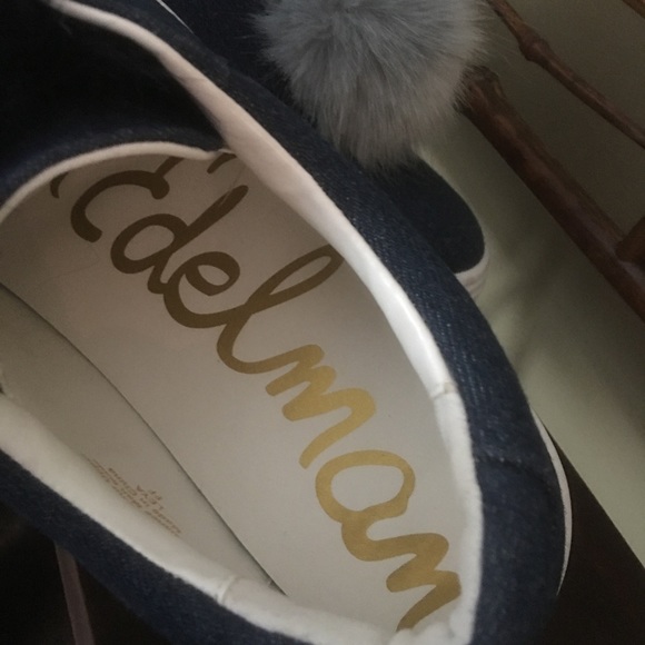 Sam Edelman | Shoes | M Sam Edelman Denim Platform Sneakers W Poms ...